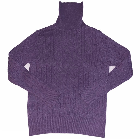 Sonoma | Sweaters | Dark Purple Cable Knit Ribbed Trutleneck Sweater ...